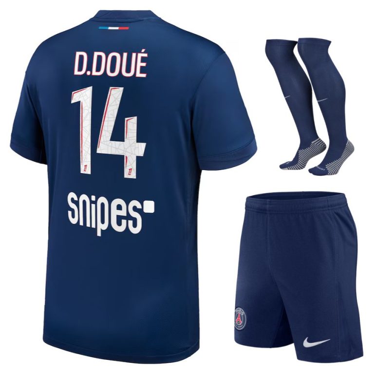 Maillot Kit Enfant PSG Domicile 2024 2025 Désiré Doué | Foot Dealer